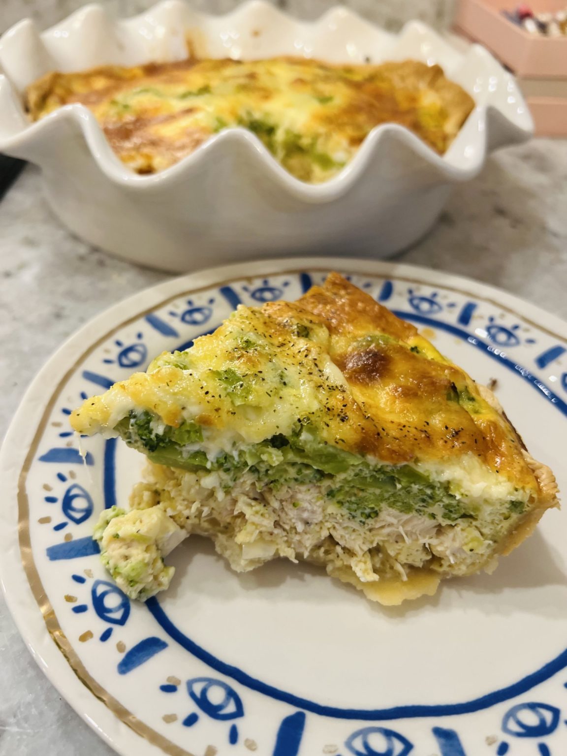 Chicken + Broccoli Quiche - Natalie Mason
